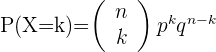 Funcion de probabilidad de la distribucion binomial